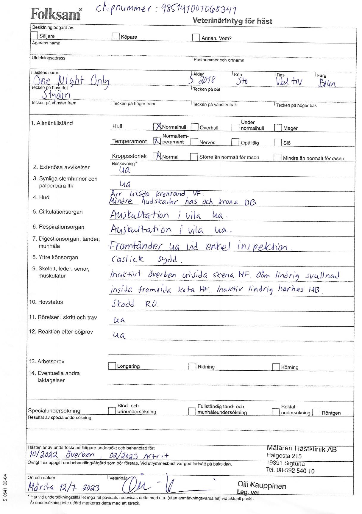 One Night Only – Travera.nu